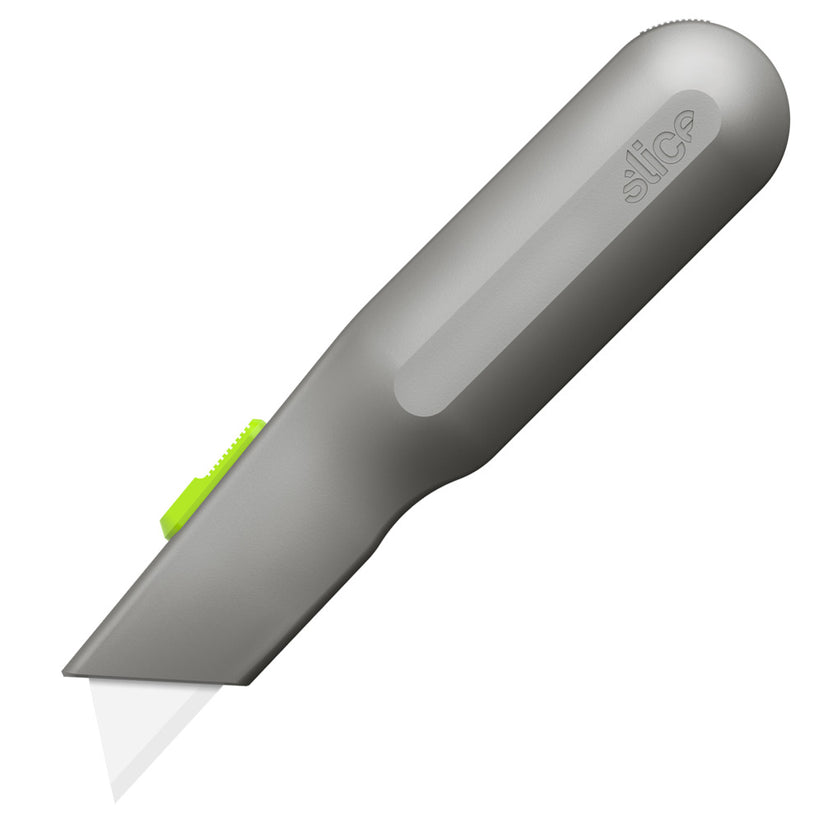 Auto-Retractable Metal-Handle Utility Knife with Pointed Tip Blade – Slice