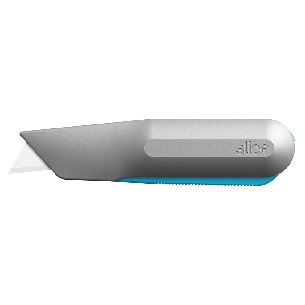 Smart-Retracting Metal-Handle Squeeze Knife with Pointed Tip Blade – Slice